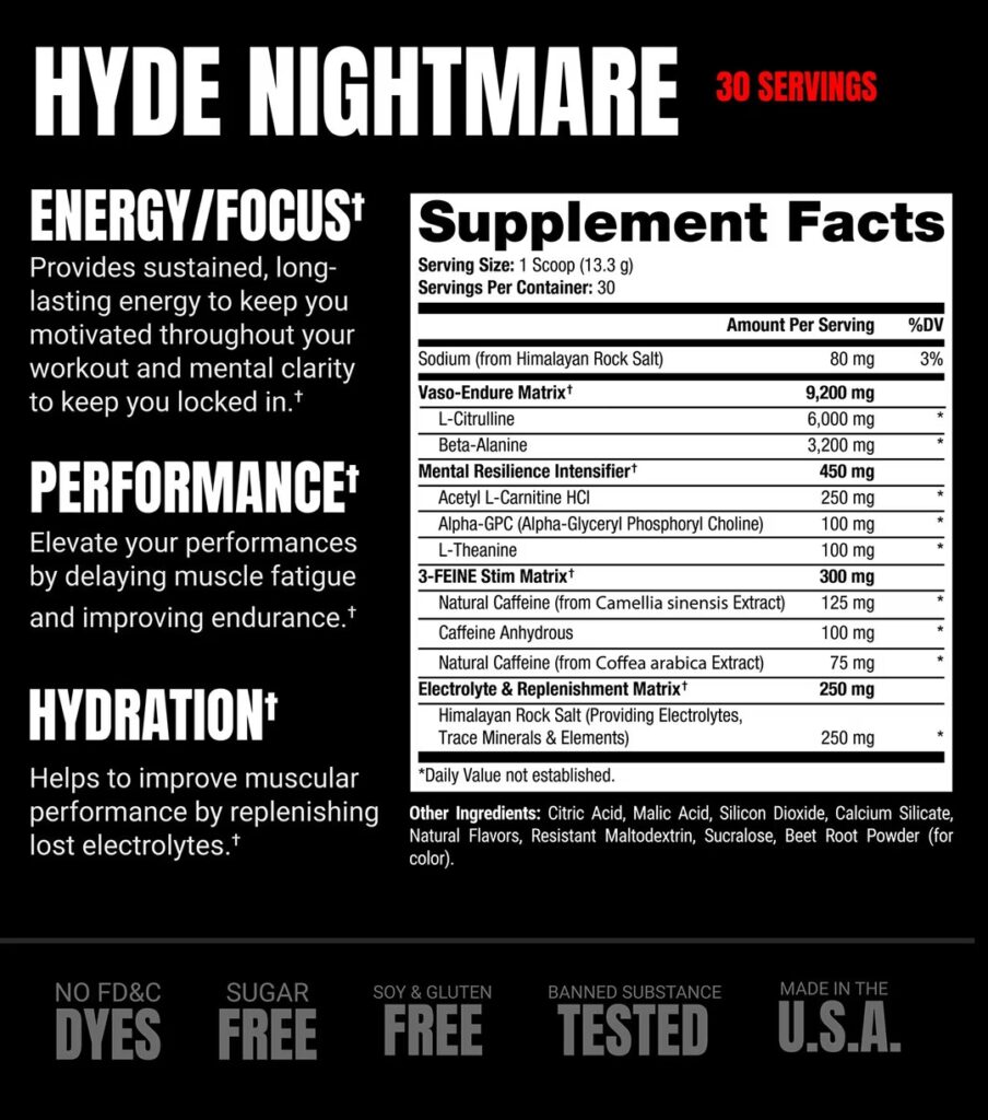 Hyde Nightmare 30 Servicios Prosupps | Delivery gratis Nutriforma.pe